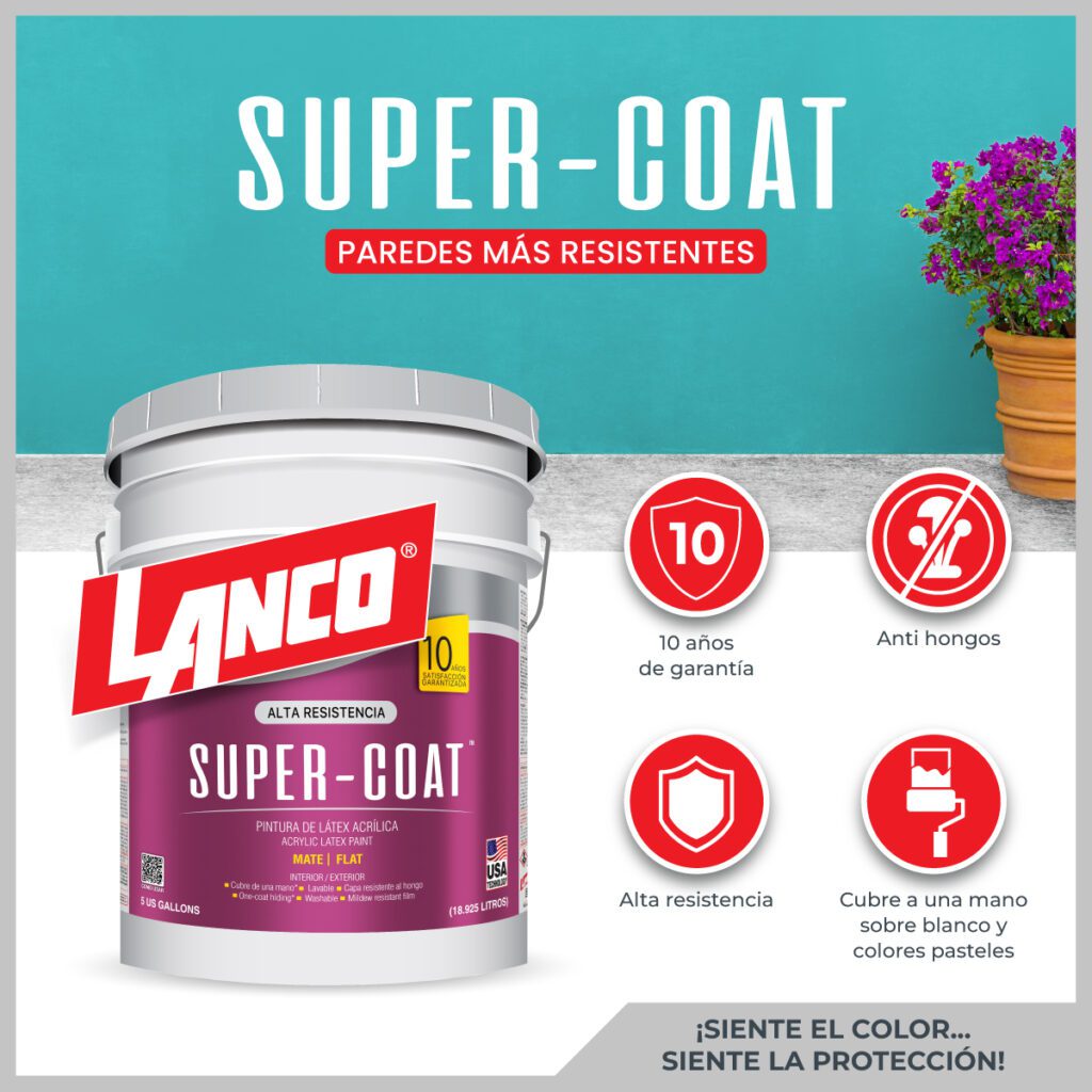Pintura Acrílica Resistente a los Hongos: SUPER COAT de Lanco